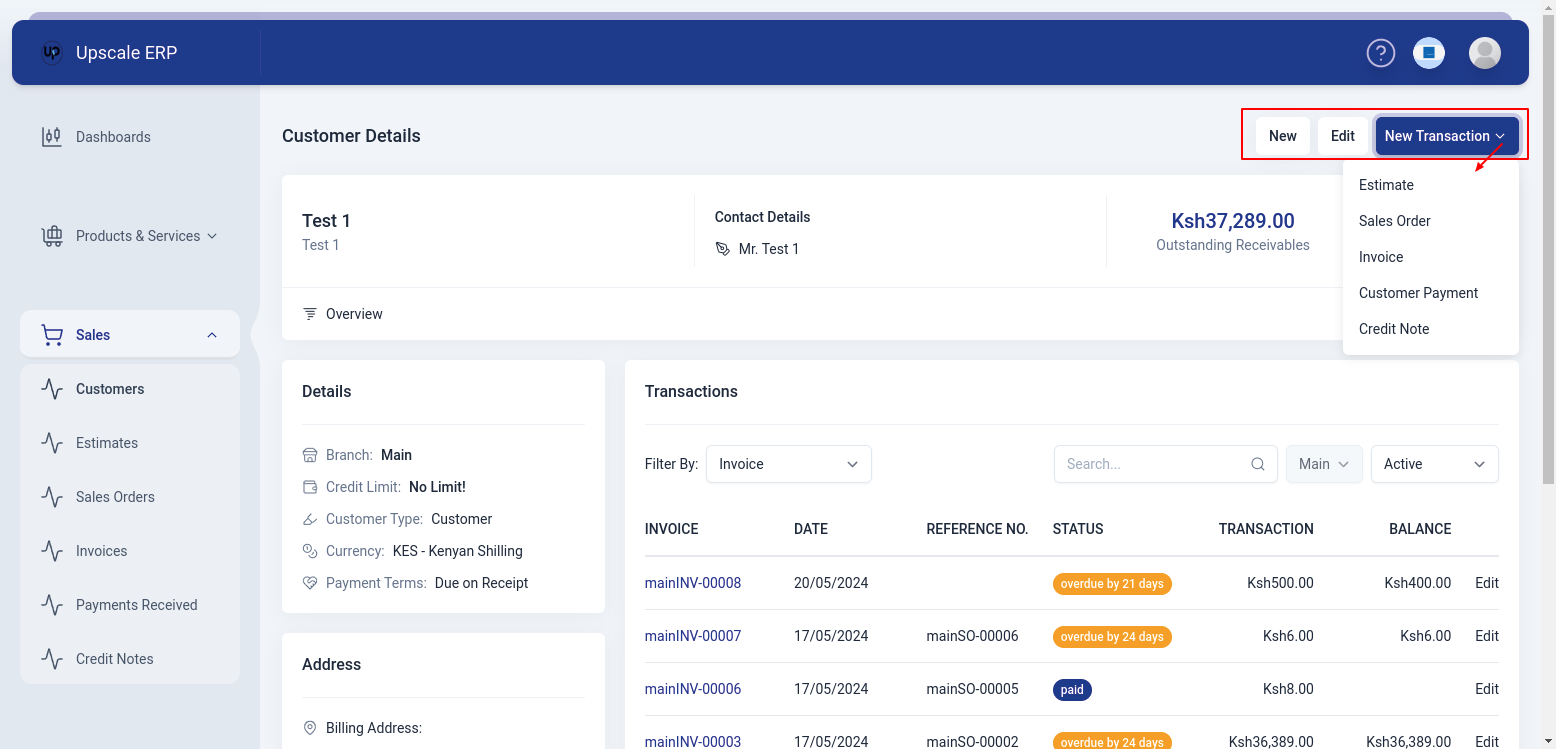 Customers | Upscale ERP Docs