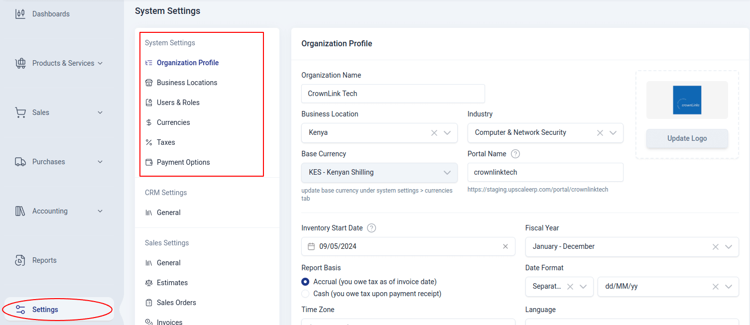 Quick Start | Upscale ERP Docs