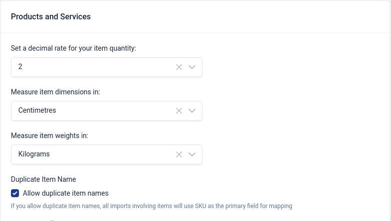 Inventory Settings | Upscale ERP Docs