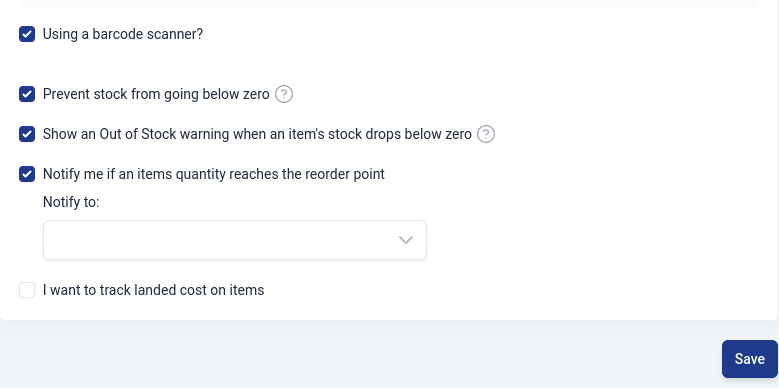 Inventory Settings | Upscale ERP Docs